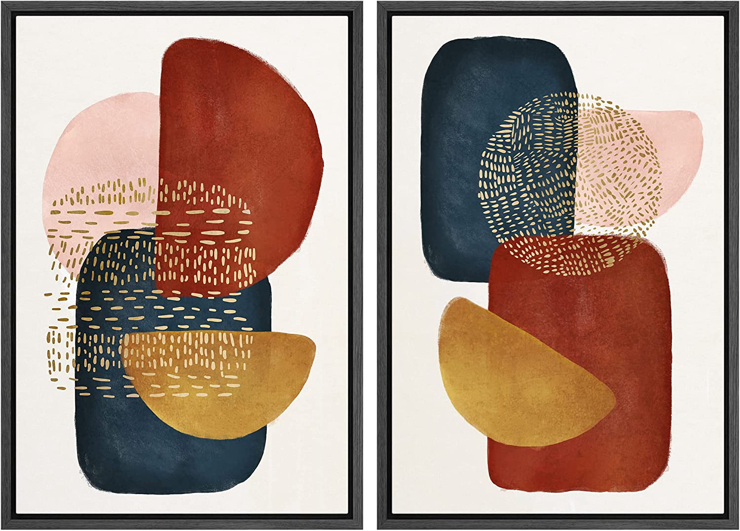 SIGNLEADER Mid-Century Watercolor Polygon Collage Abstract Shapes ...
