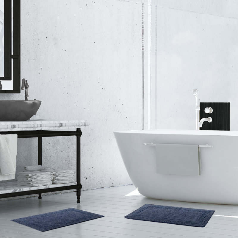 French Connection Hebert Rectangle Cotton Blend 2 piece Bath Rug Set ...