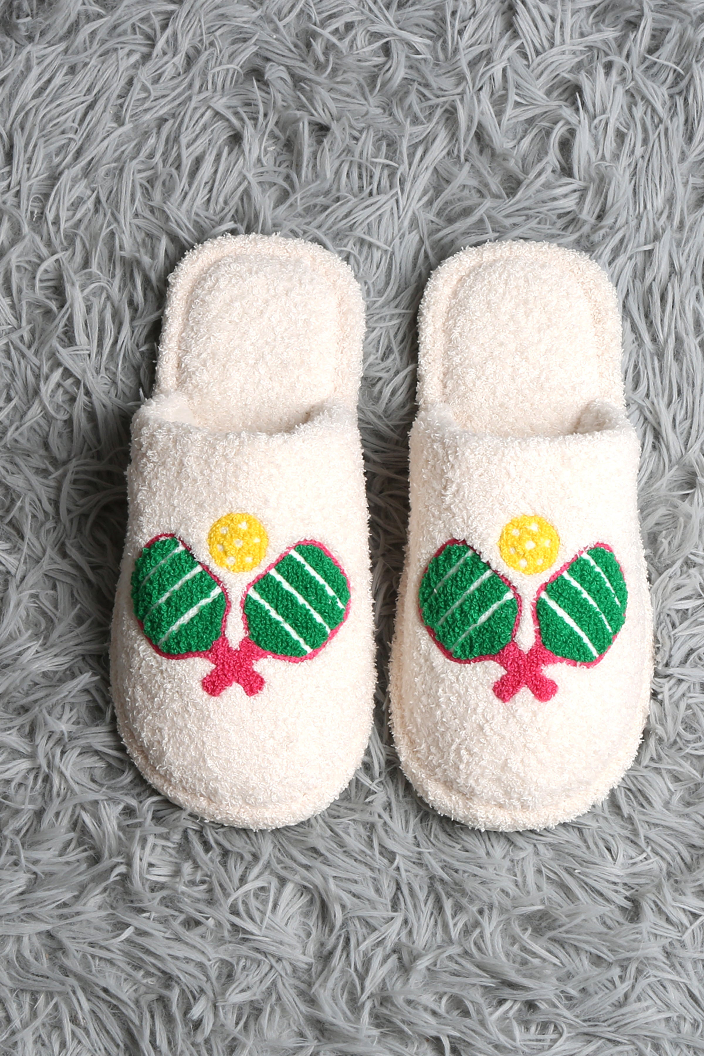 COMFYLUXE Pickleball Embroidered Luxury Soft Slippers - MULTI / M/L ...