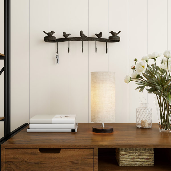 Wrought Studio™ Oronoco 12" Table Lamp with Wood Base - Modern Cylinder ...