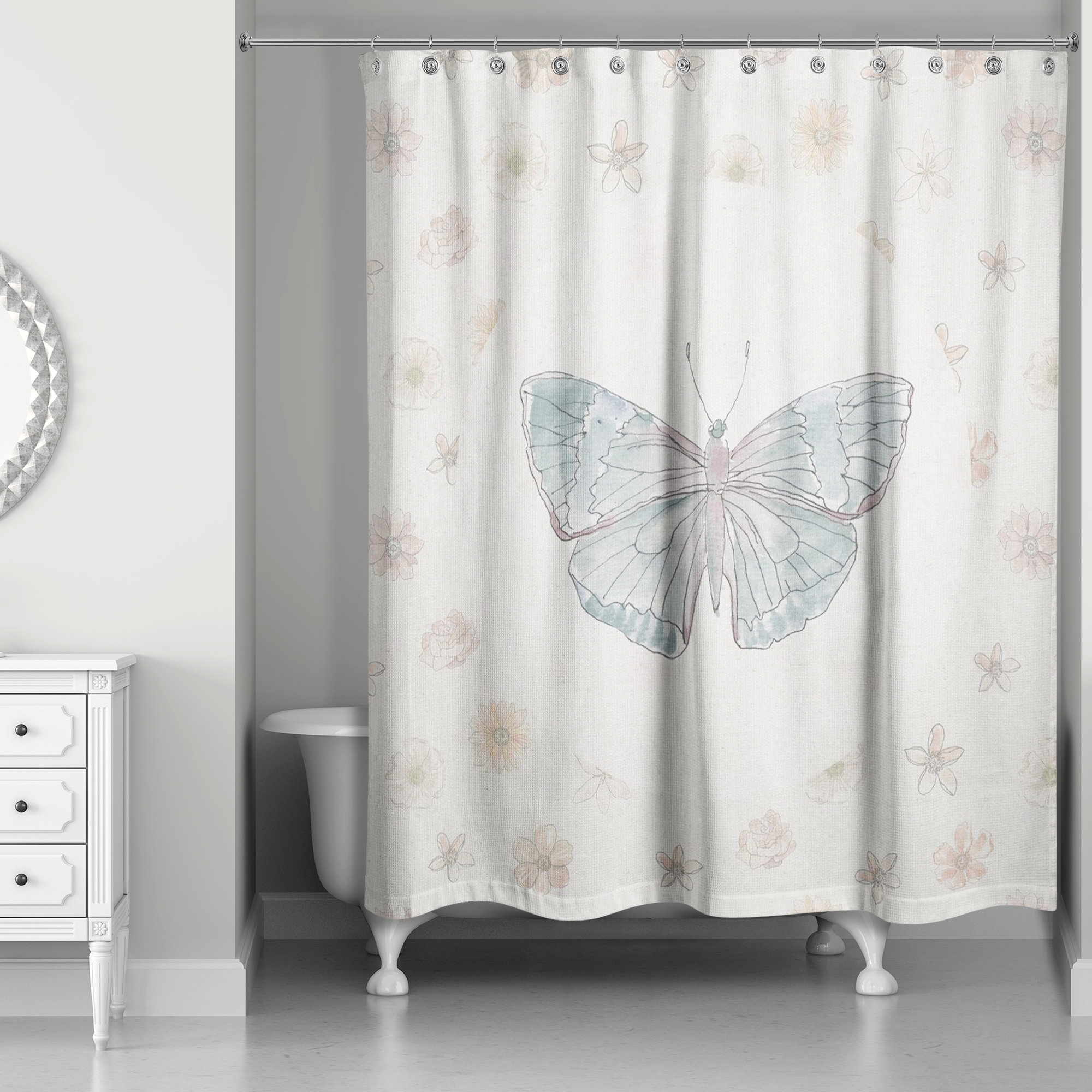 Gracie Oaks Floral Single Shower Curtain | Wayfair