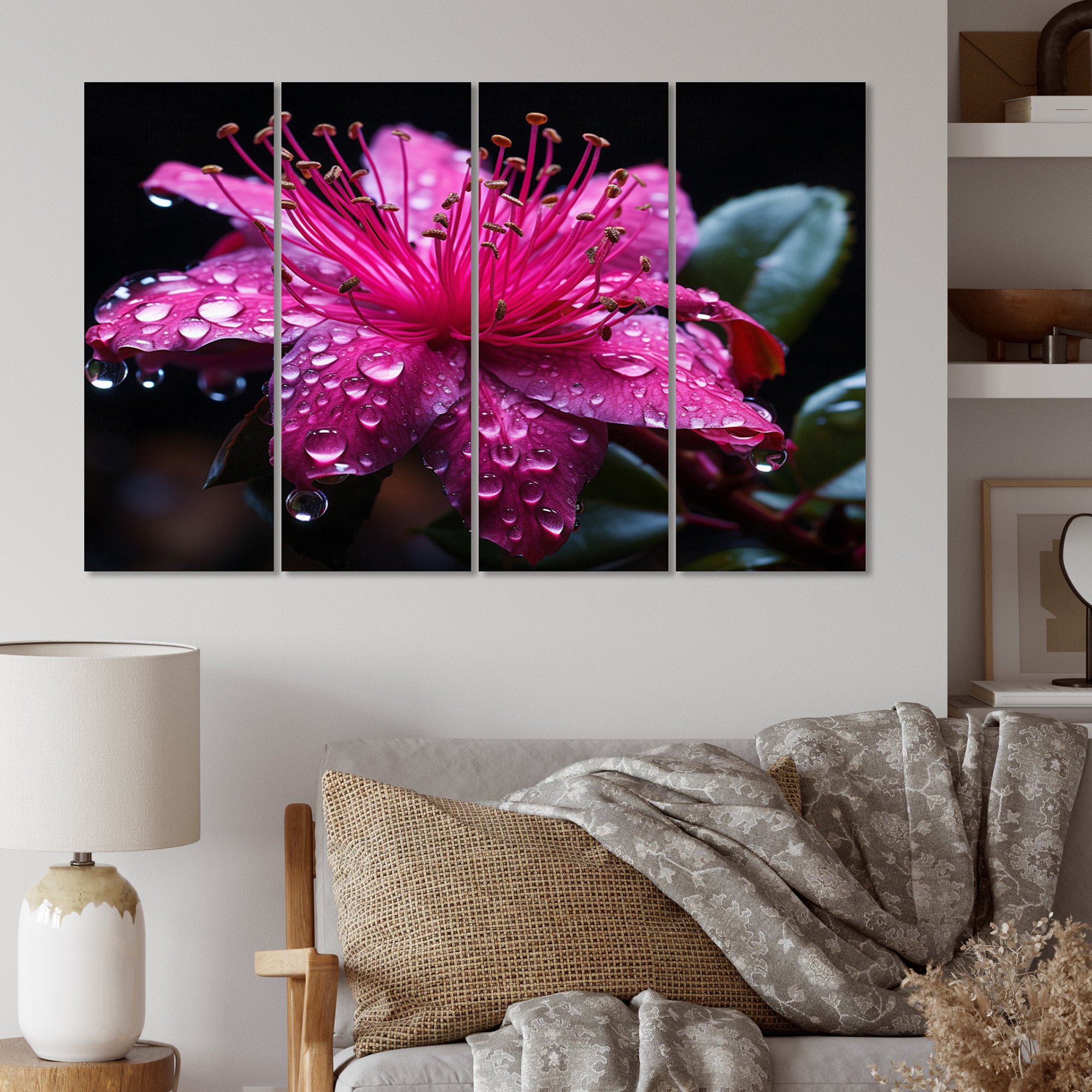 Design Art 4 Fuschia Vivacious Flowers I Wall Decor Set | Wayfair