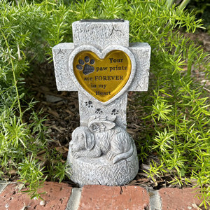Exhart Solar Dog Memorial Cross Garden Marker, 6 X 5 X 9.5 Inches ...
