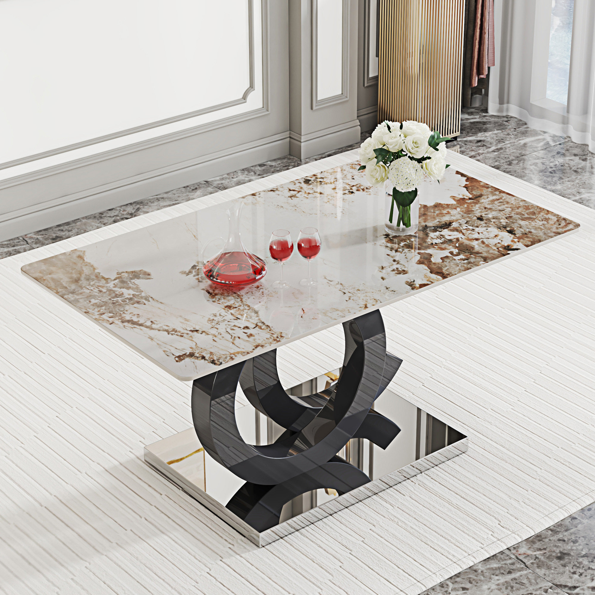 Orren Ellis Large Modern Minimalist Rectangular Dining Table Suitable ...