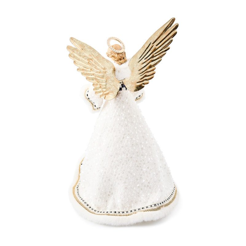 MacKenzie-Childs Courtly Noel Fabric Angel Tree Topper | Wayfair