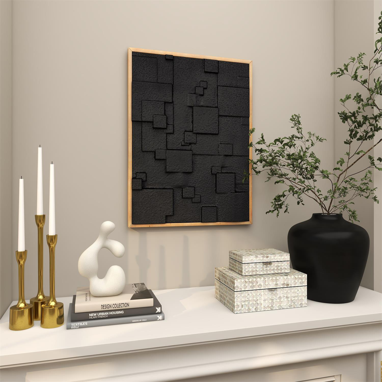 Wrought Studio™ Cole And Grey Wood Dimensional Textured Squares ...