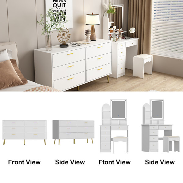 Mercer41 Meixi Upholstered 2 Piece Configurable Dresser Set & Reviews ...