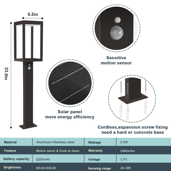 inowel Solar Outdoor Light Dusk to Dawn Solar Pathway Light Wireless ...