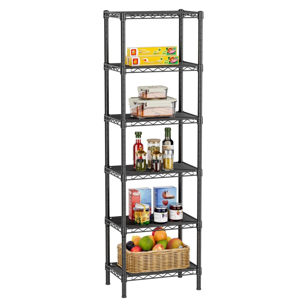 RELPOX 6 Tier Shelf Adjustable Storage Mesh Gaps Metal Utility Shelves ...