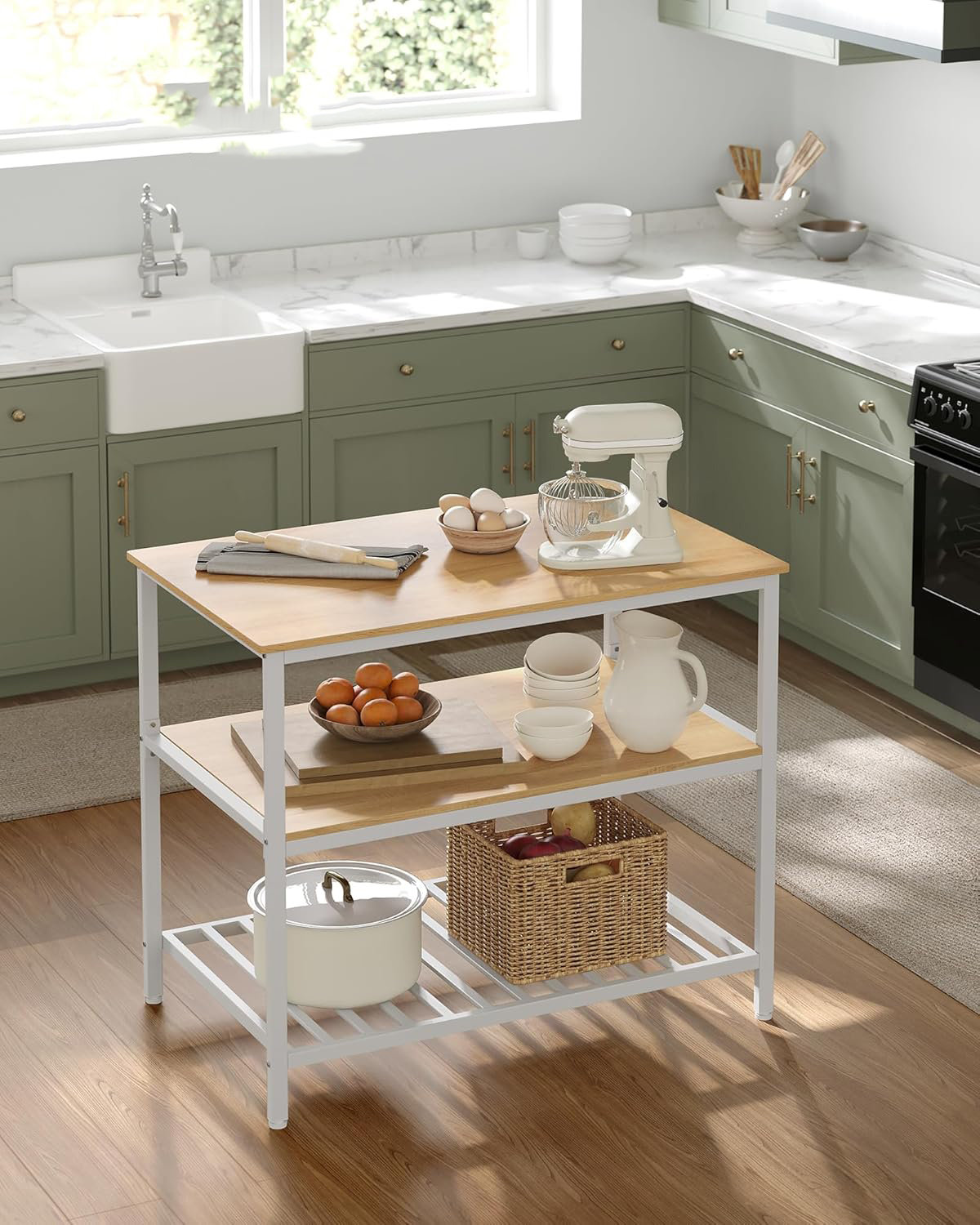 Latitude Run® Kitchen Island with 3 Shelves, 39.4 Inches Width Kitchen ...