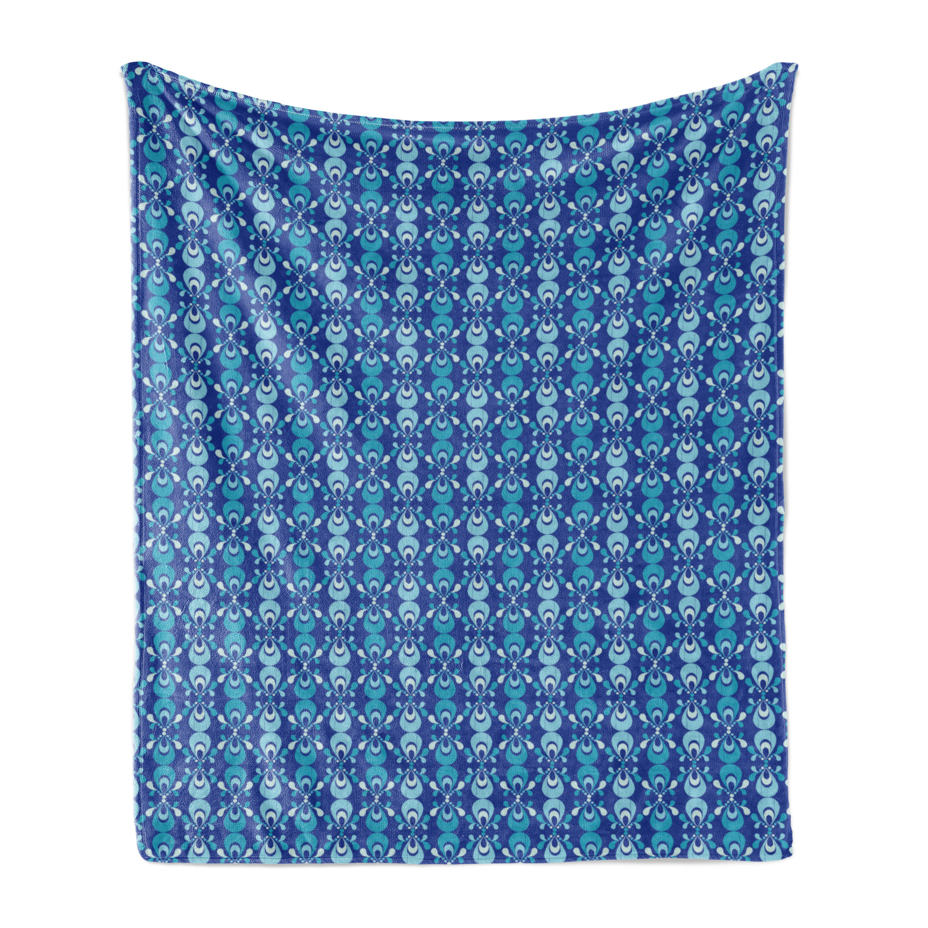 Ambesonne Blue Fleece Throw Blanket Ikat Inspired Boho Turquoise Pale ...