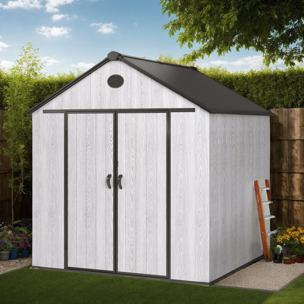 iYofe 8ft Outdoor Plastic Storage Shed With Floor, 435 Cuft Waterproof ...
