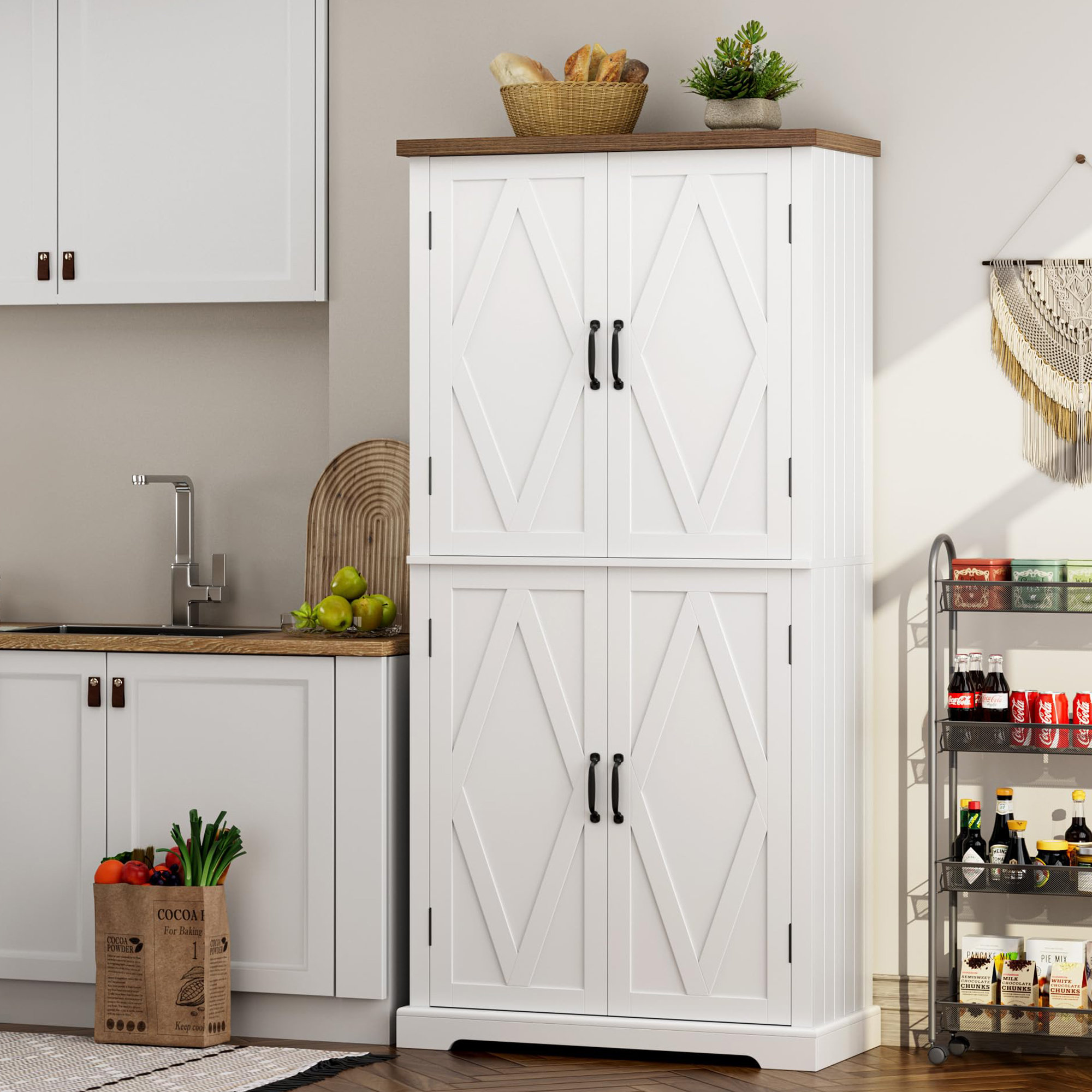 Gracie Oaks Tall Kitchen Pantry Storage Cabinet | Wayfair