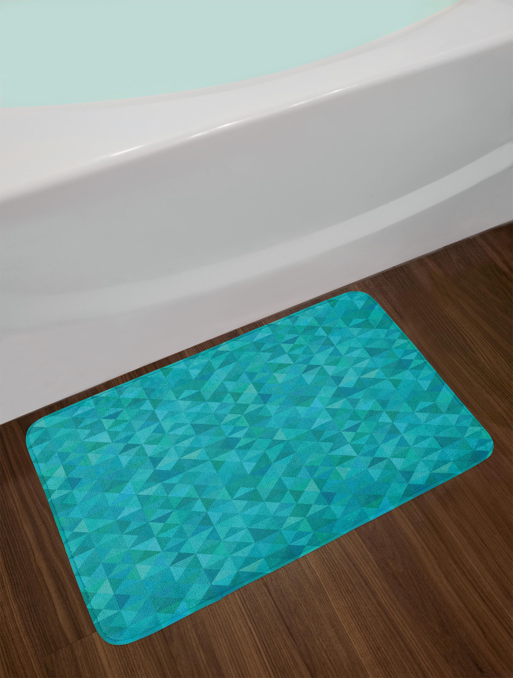 East Urban Home Geometrical Teal Bath Rug | Wayfair
