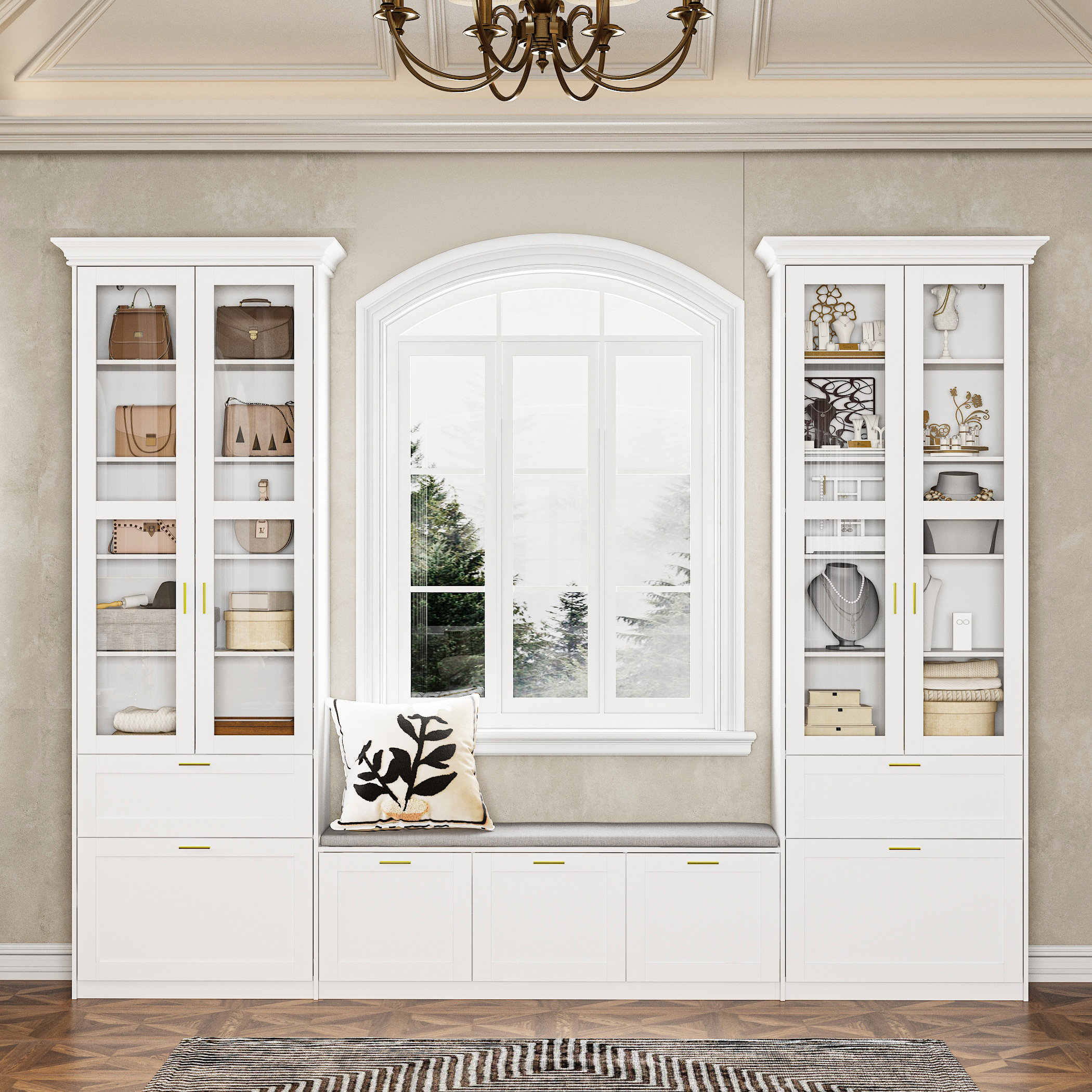 Lark Manor™ Display Cabinet With Comfortable Bench | Wayfair
