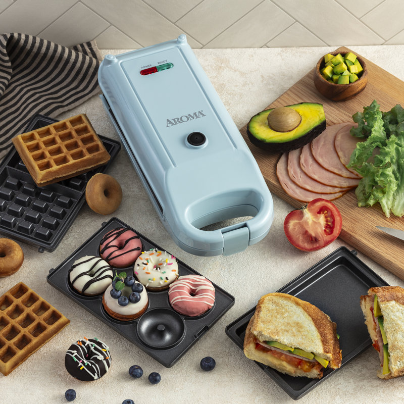 Aroma® Swap & Flip Waffle Maker With Removable Plates: 3-in-1 Panini ...
