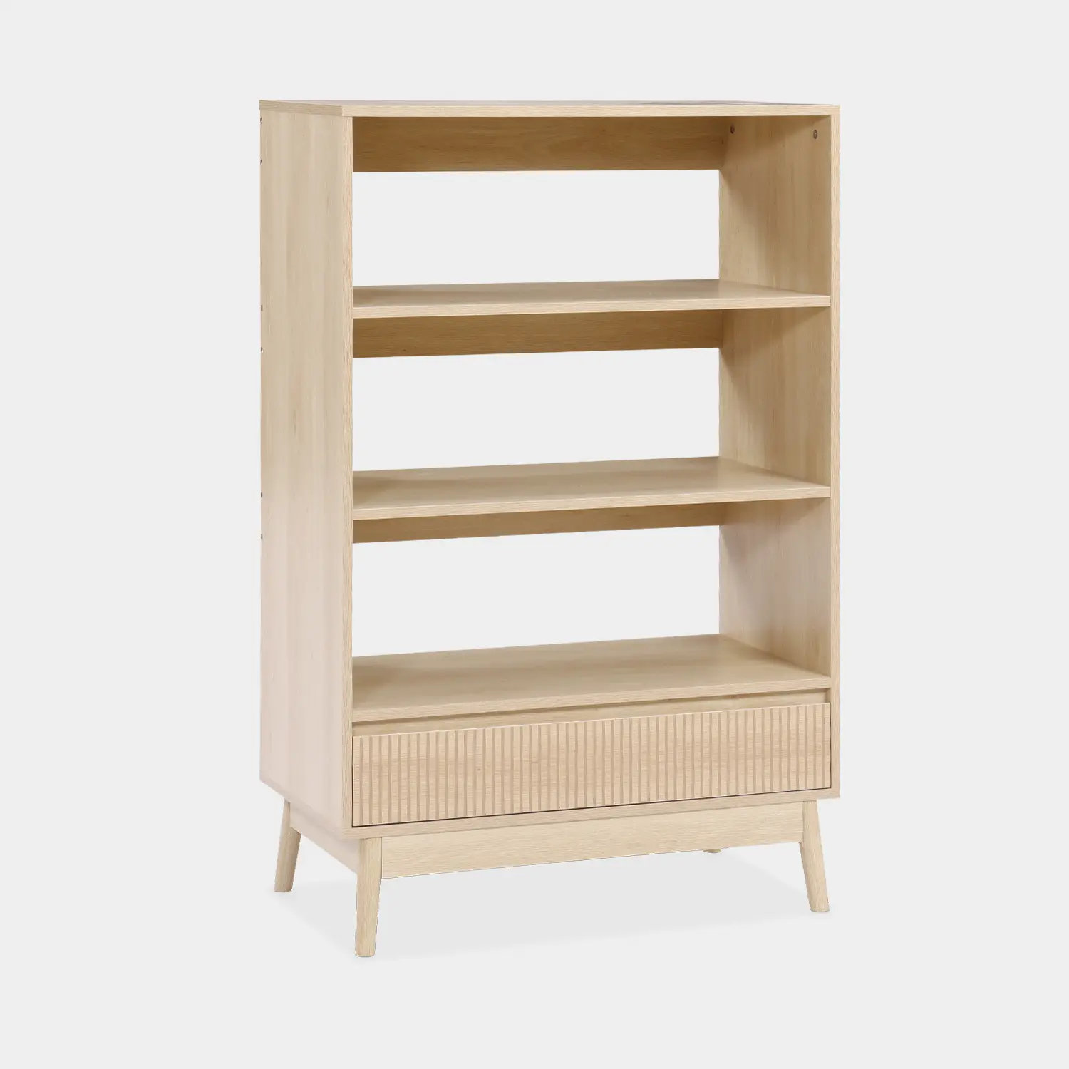 George Oliver 3 Tier Bookcase With Grooved Wooden Storage Drawer ...