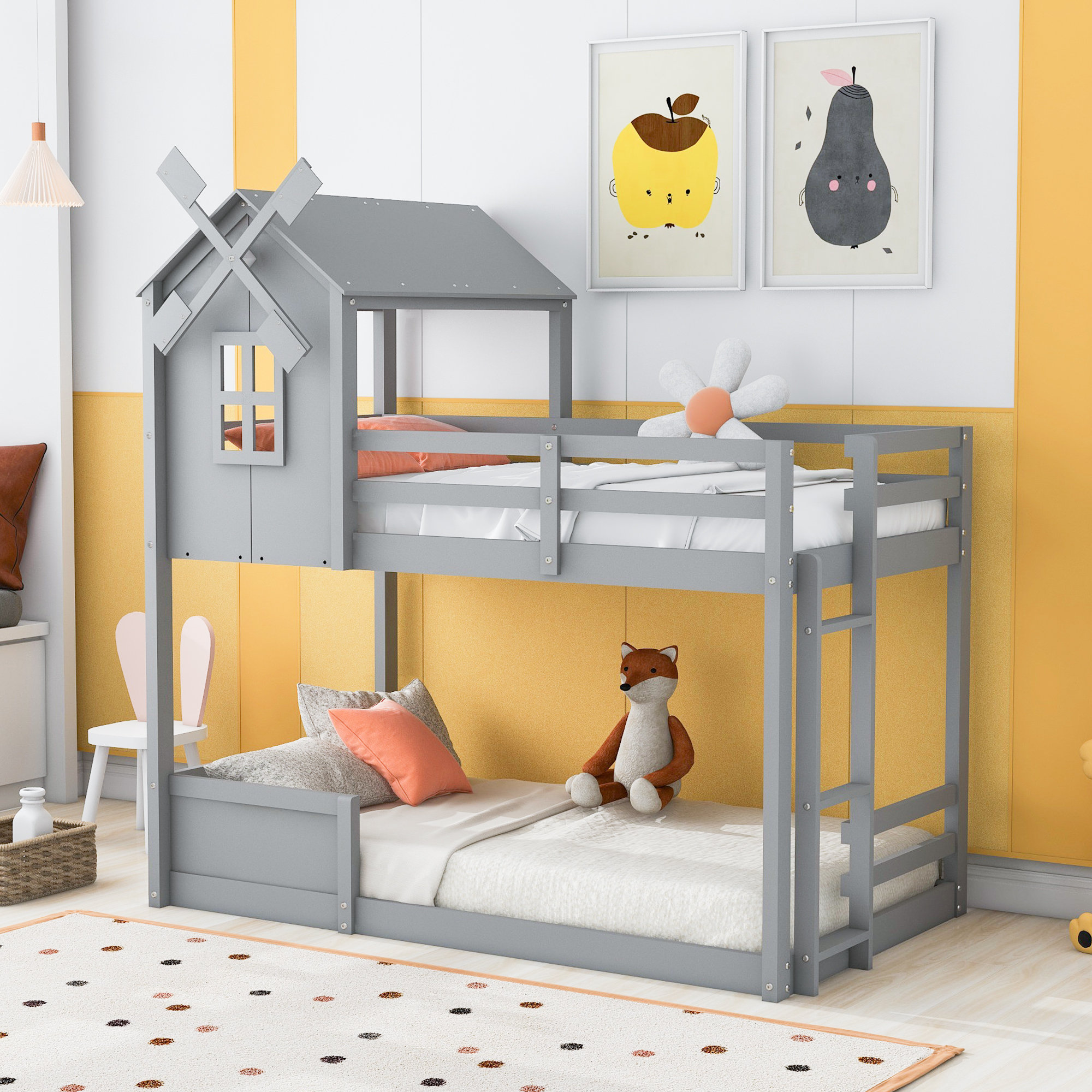 Harper Orchard Prairieburg Kids Twin Over Twin Bunk Bed | Wayfair