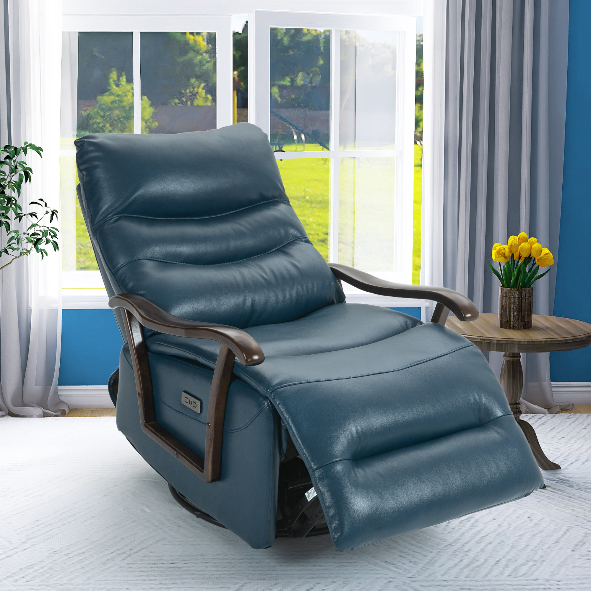 Latitude Run® Ryun Faux Leather Rustic Swivel Rocker Recliner | Wayfair