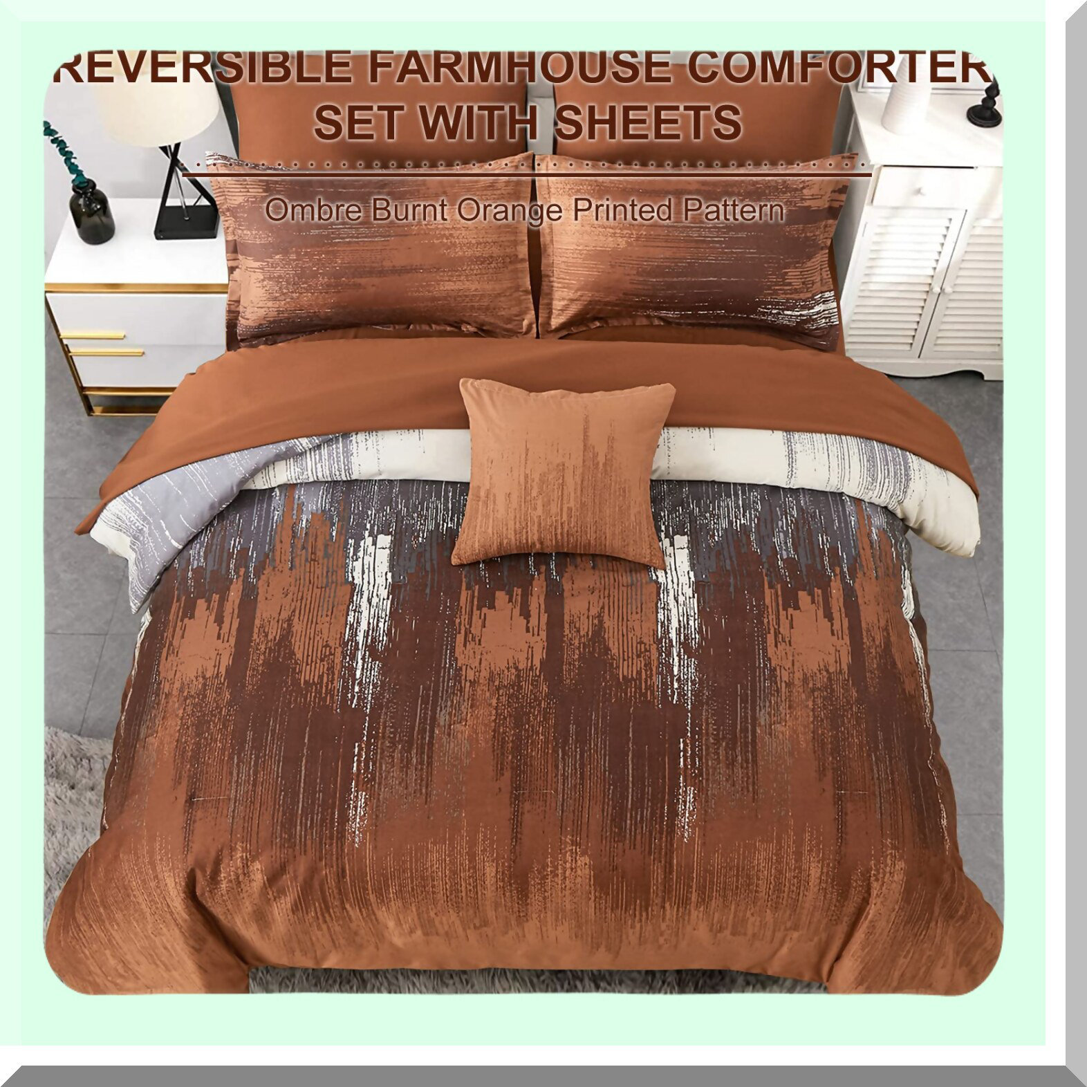 Hokku Designs Rustic Sunset Queen Comforter Set - 8 Piece Boho Bedding ...