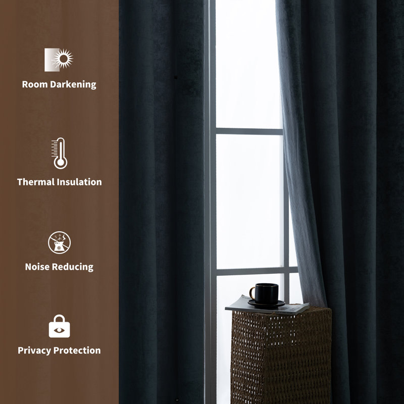 Latitude Run® Soft Velvet Embossed Brick Room Darkening Grommet Curtain ...