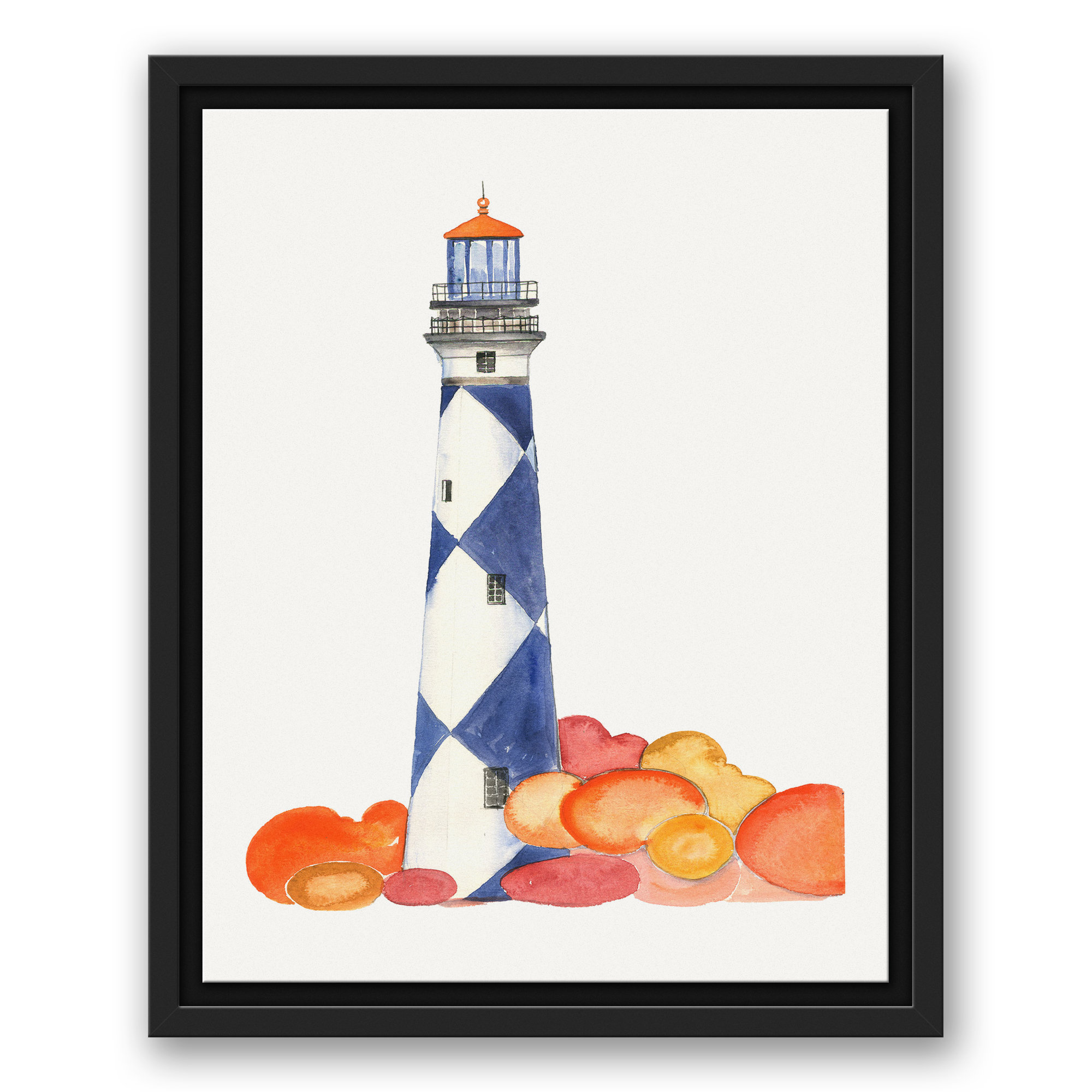 Longshore Tides Checkered Lighthouse Floating Framed Canvas | Wayfair
