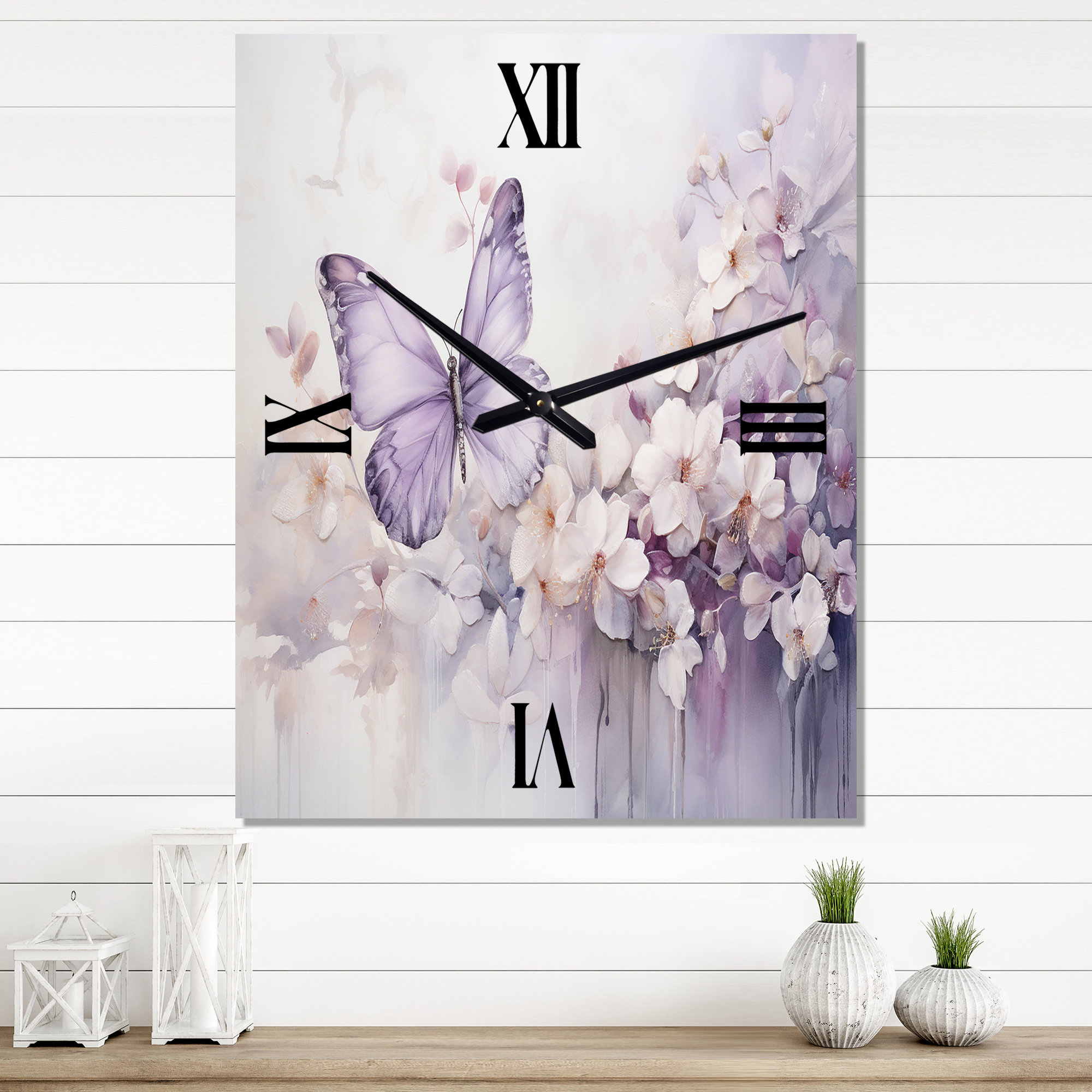 Design Art Purple Butterfly Enchanted Flight II - Animals Wall Clocks ...