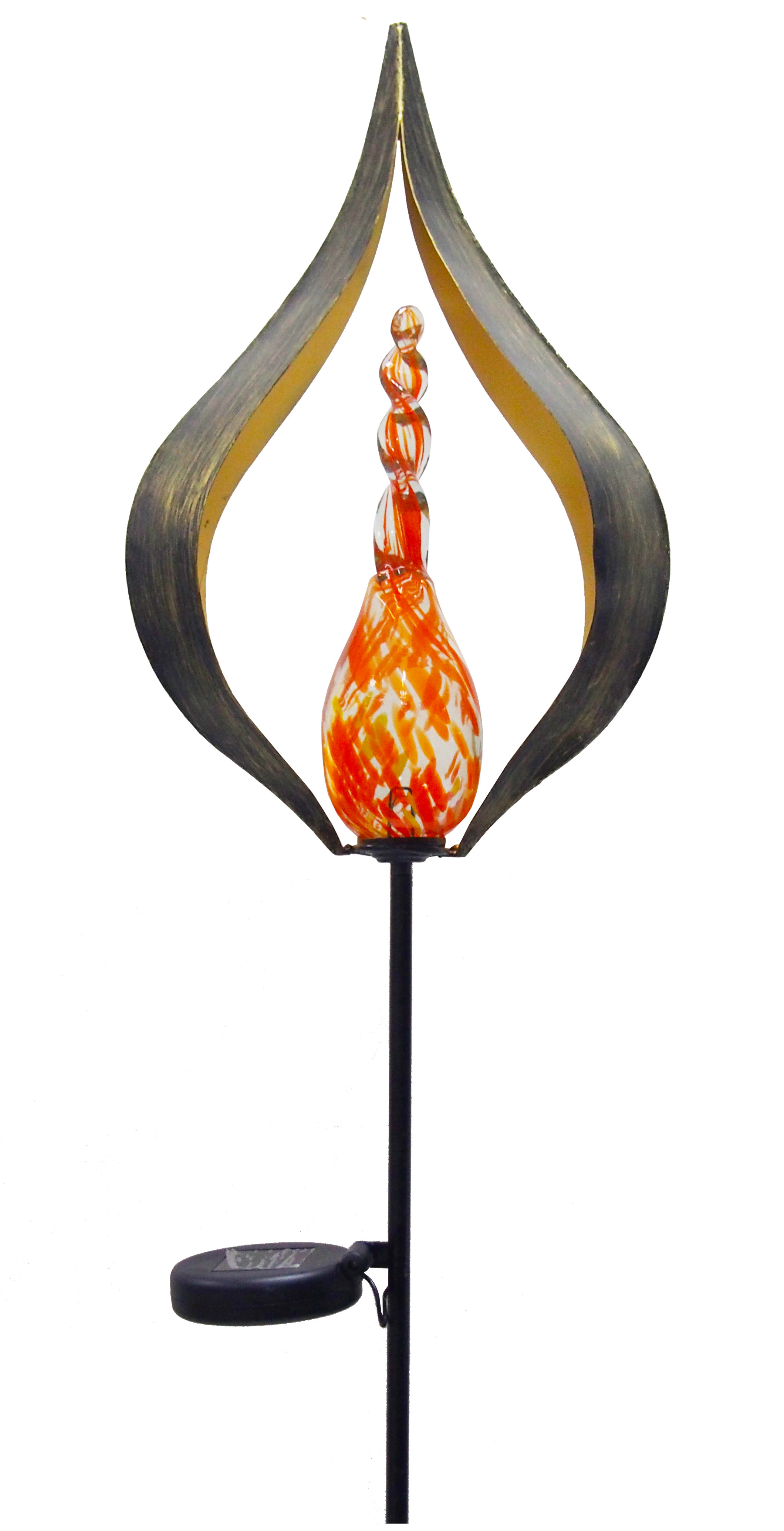Arlmont & Co. Izsak Red Glass Solar Garden Stake | Wayfair