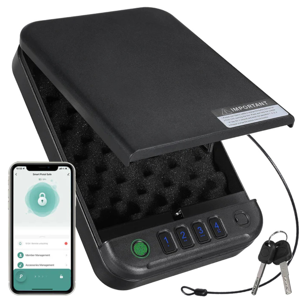 KingSo Gun Safe Lock, Pistol Safe with 4 Ways Quick Access Fingerprint ...