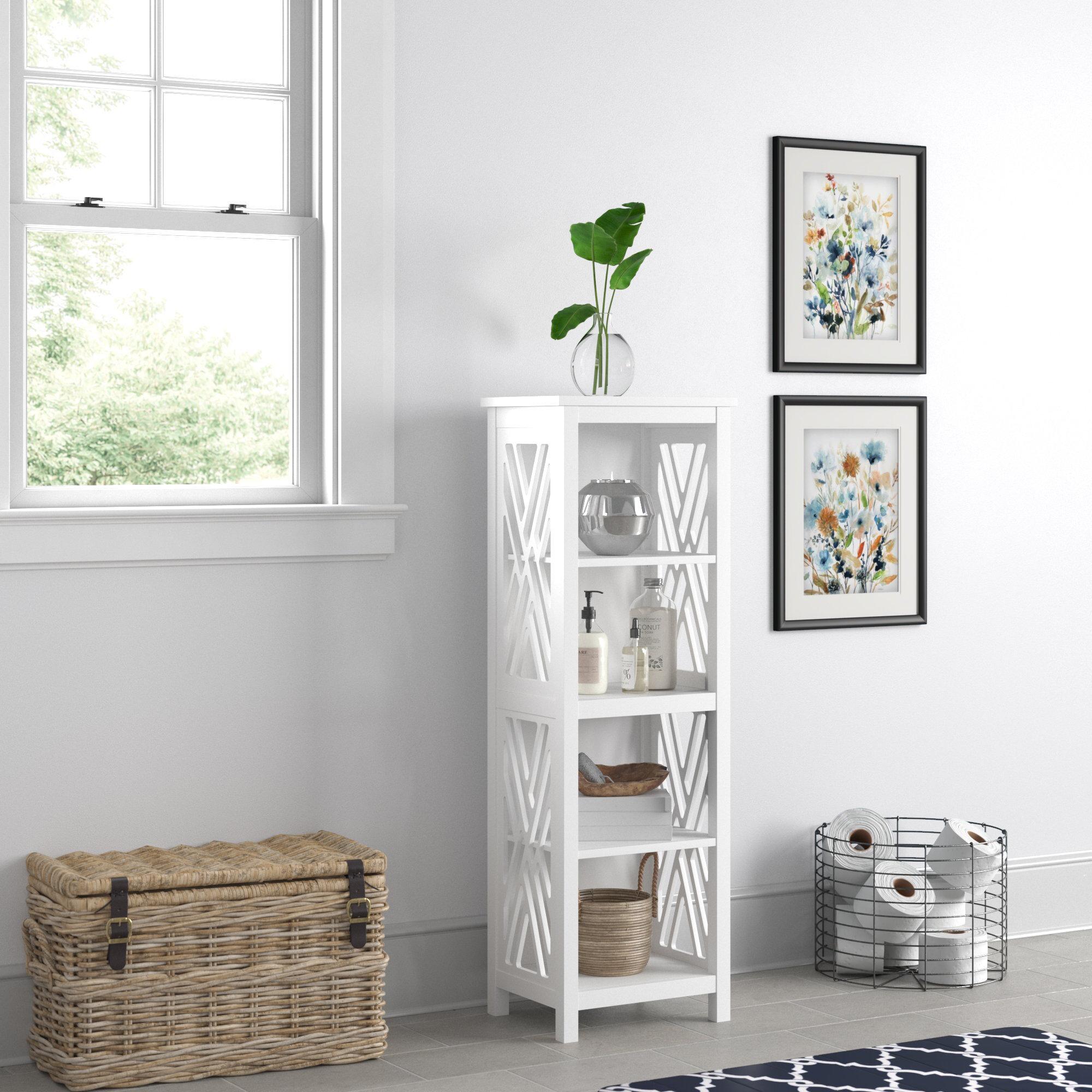 Andover Mills Lund 16" Wide, 48" Height Wooden Free Standing Bathroom ...