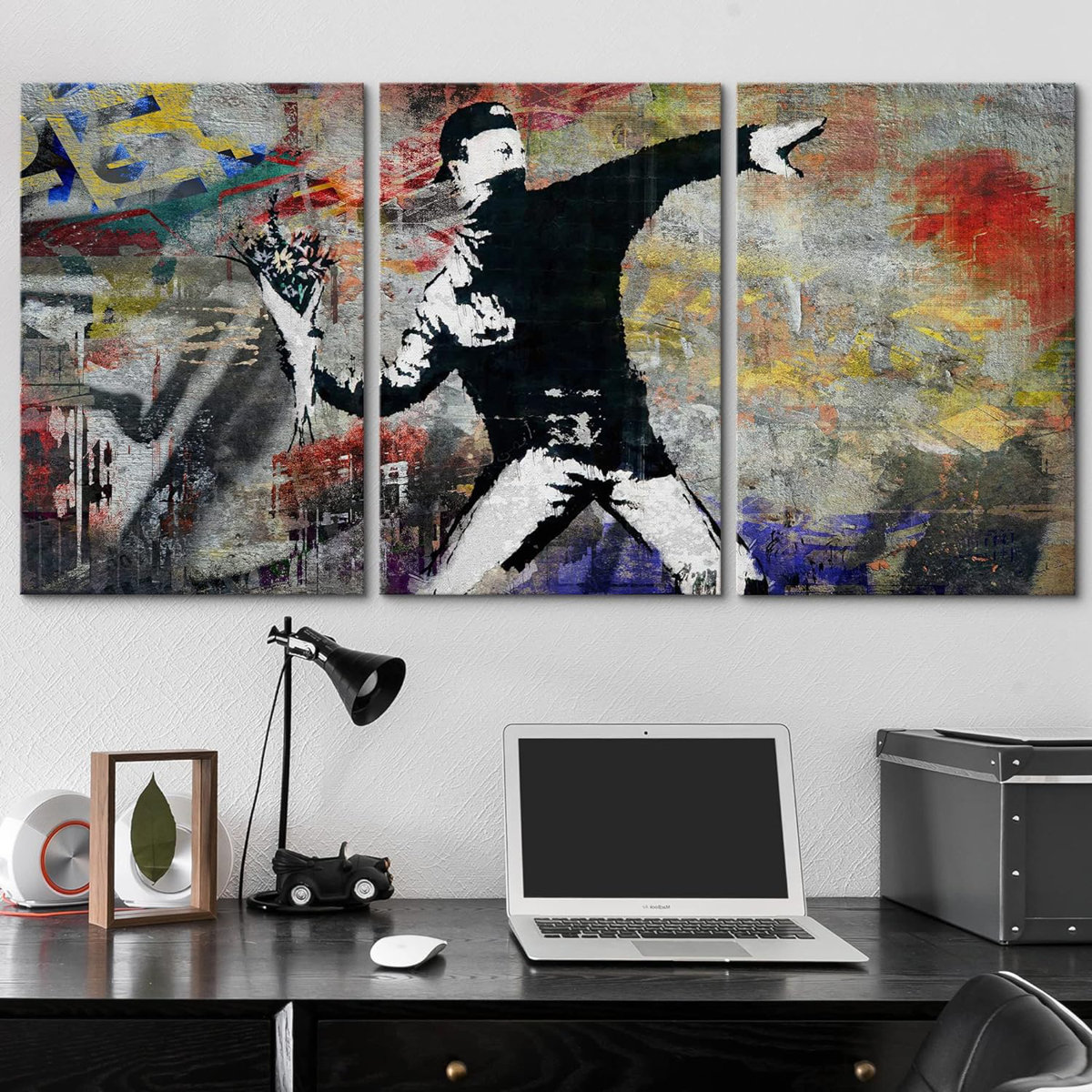 IDEA4WALL Spray Paint Banksy Flower Bomb Graffiti & Street Art Colorful ...