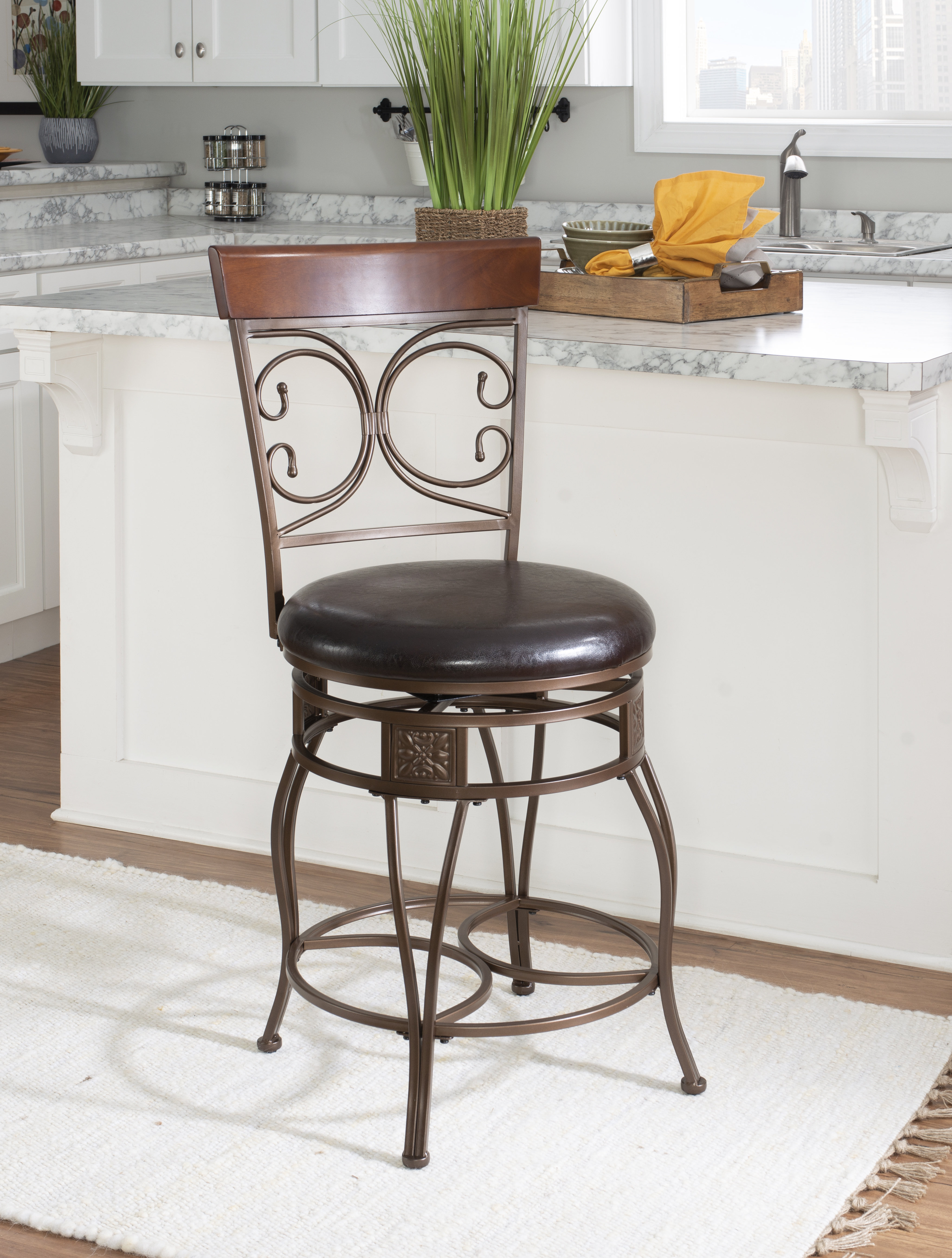 Bloomsbury Market Edveh Oversized Big and Tall Swivel Counter/Bar Stool ...