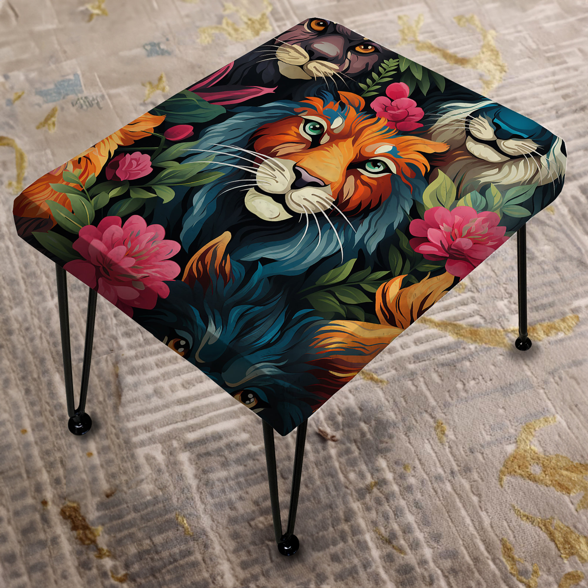 Design Art Eclectic Lion Extravaganza - Eclectic Rectangle Ottoman ...