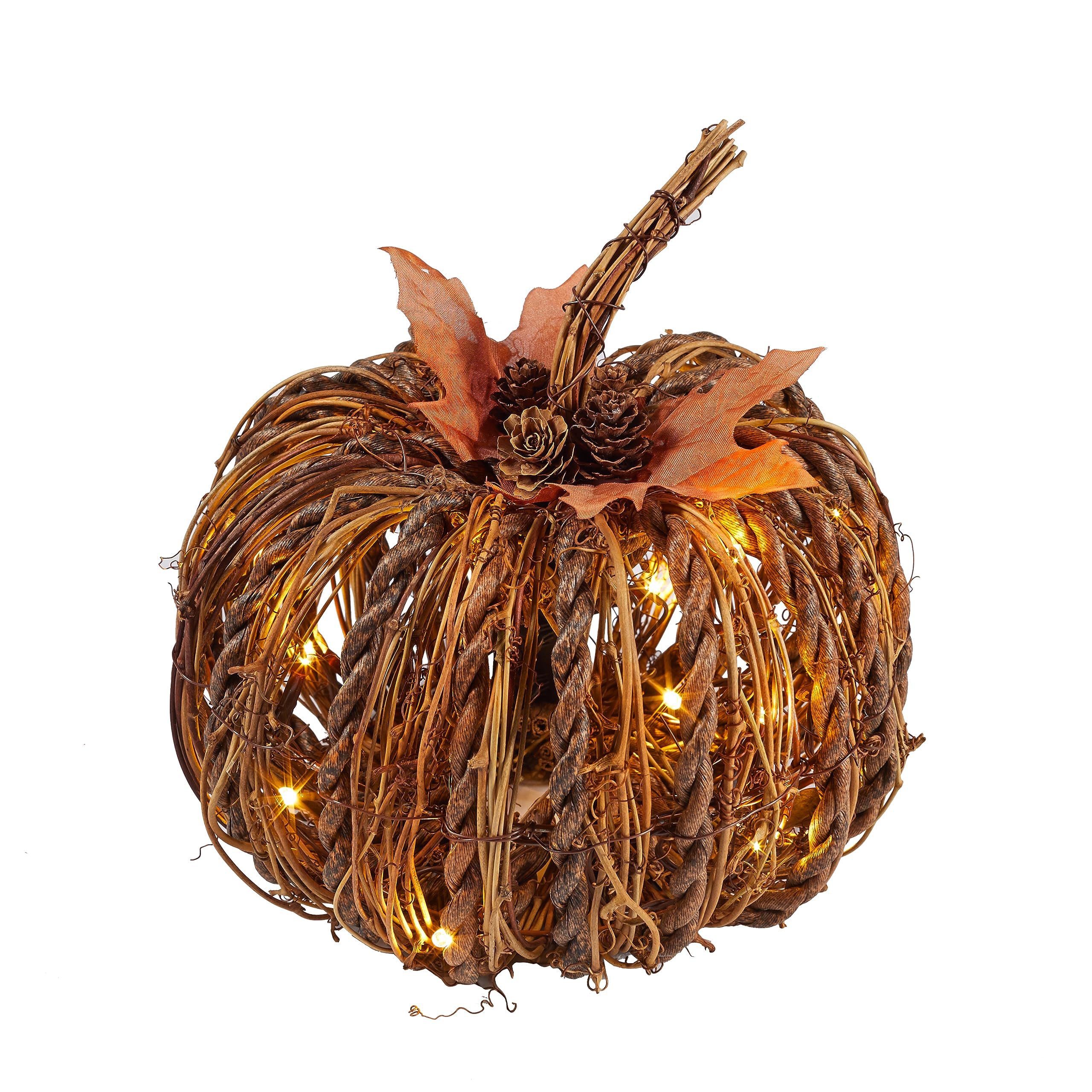 The Holiday Aisle® Rattan Pumpkin Battery Operated LED Fall ...
