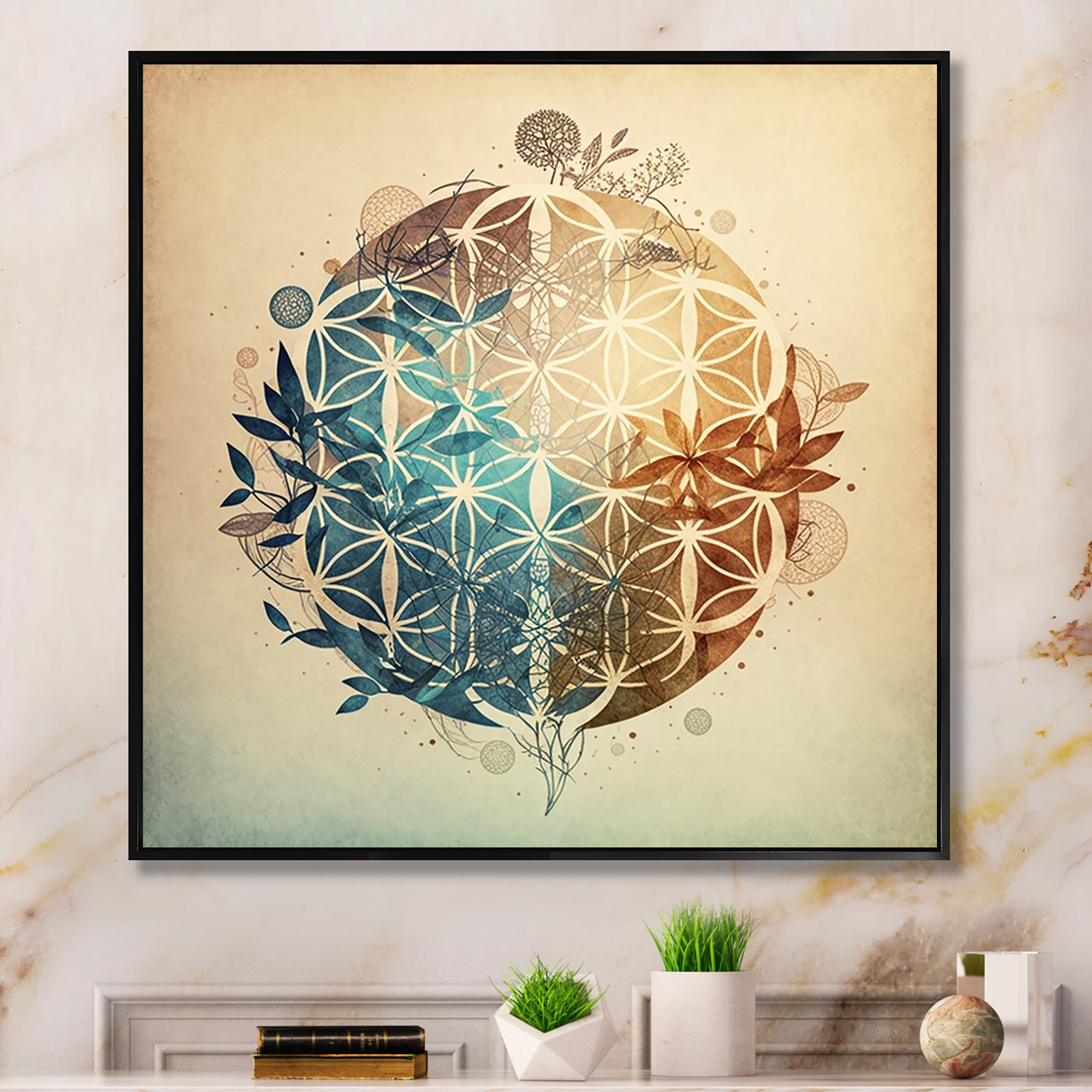 Design Art Ancient Sacred Retro Designs VII - Floater Frame Print on ...