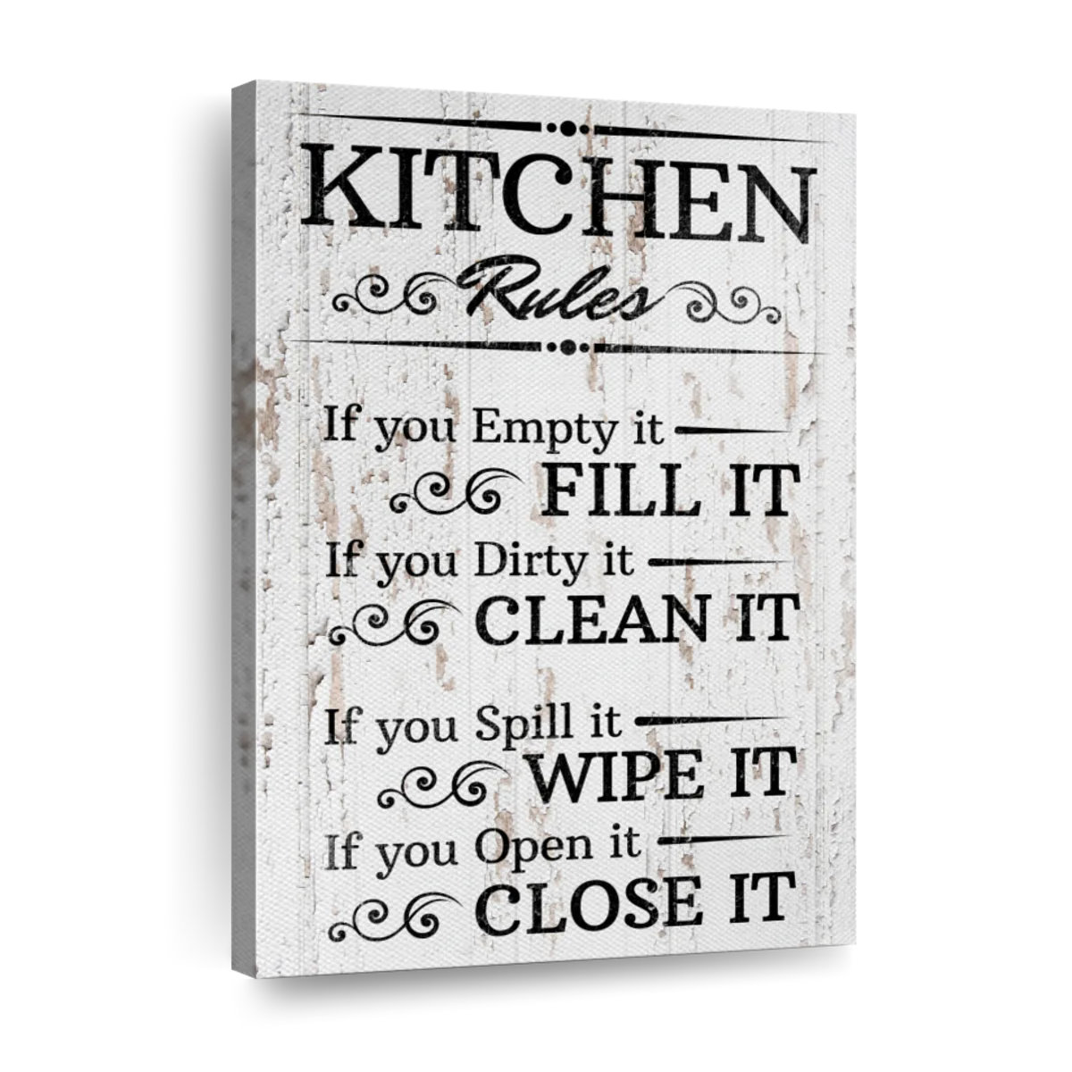 Gracie Oaks Clean Kitchen Sign On Canvas by HomeyNotes Studio Print ...
