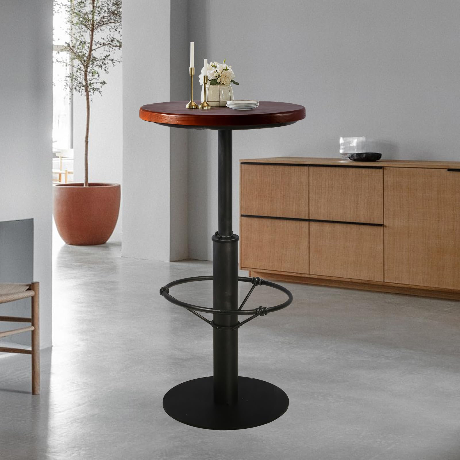 17 Stories Rustic Industrial Bar Table Standing Pub Table-Dining Room ...