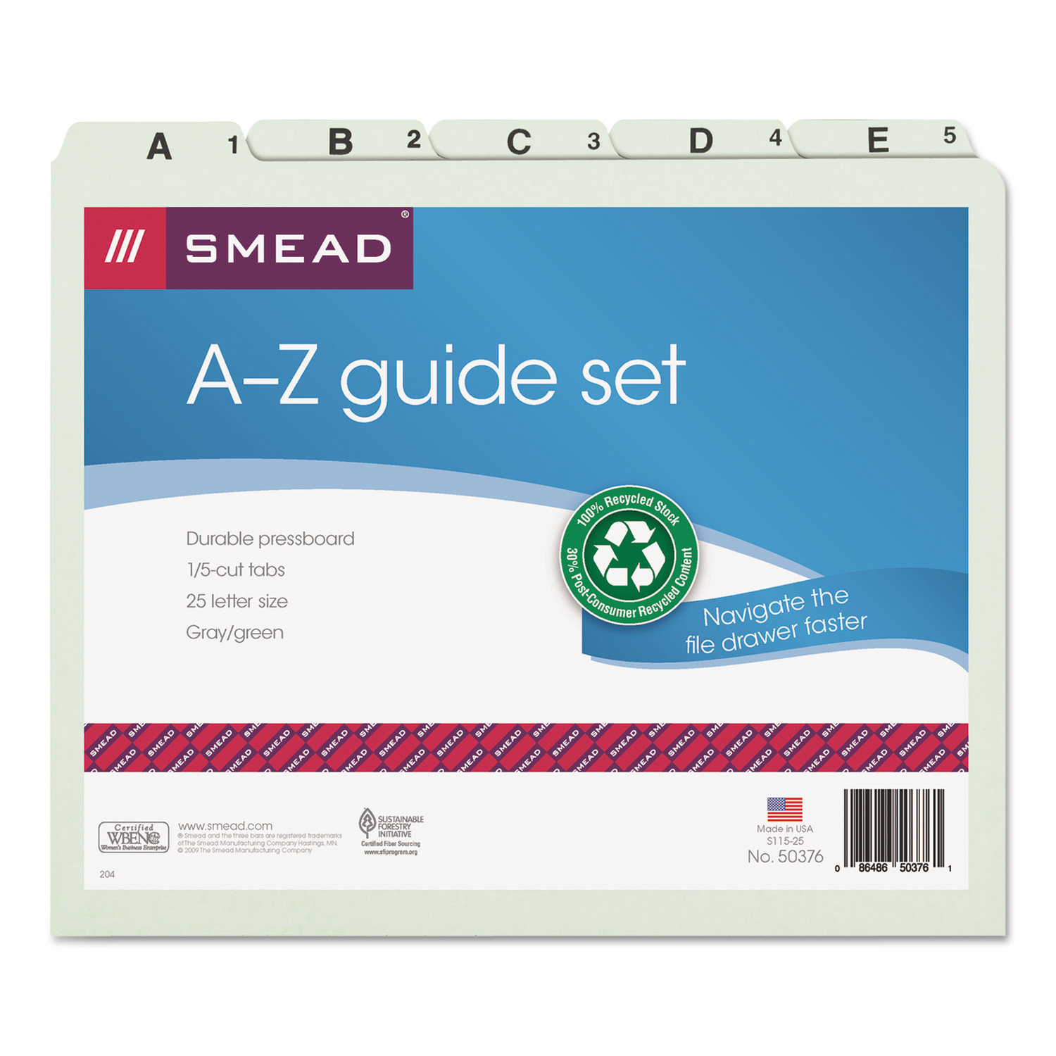 Smead® Alphabetic Top Tab Indexed File Guide Set Paper & Cardstock File ...