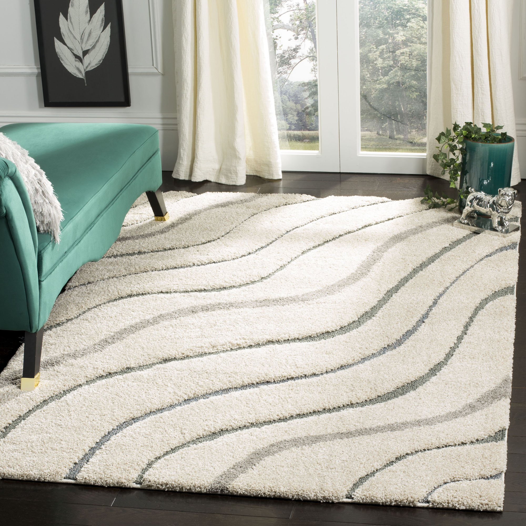 Wrought Studio Esmeray Florida Shag Performance Abstract Rug & Reviews ...