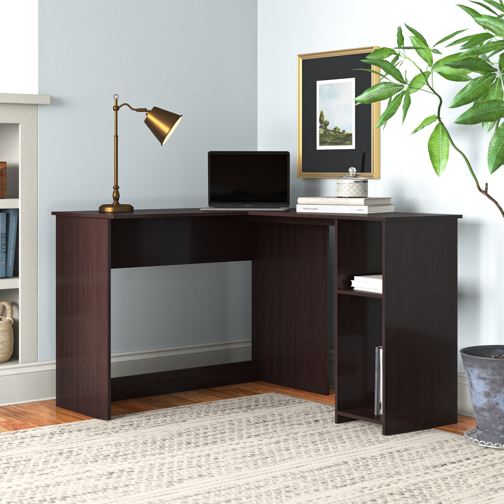 Ebern Designs 39.4'' W Rectangle Computer Desk with Hutch and Cabinet ...