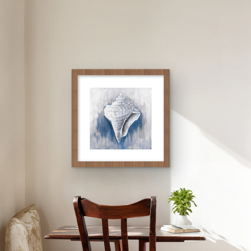 Lark Manor™ Blue Conical Shell Print - Marine Classic Home Decor Art ...