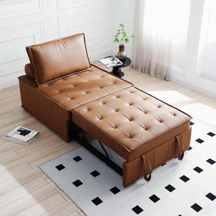 Latitude Run® 35.51'' Wide Tufted Convertible Chair, Lazy Sofa, Small ...