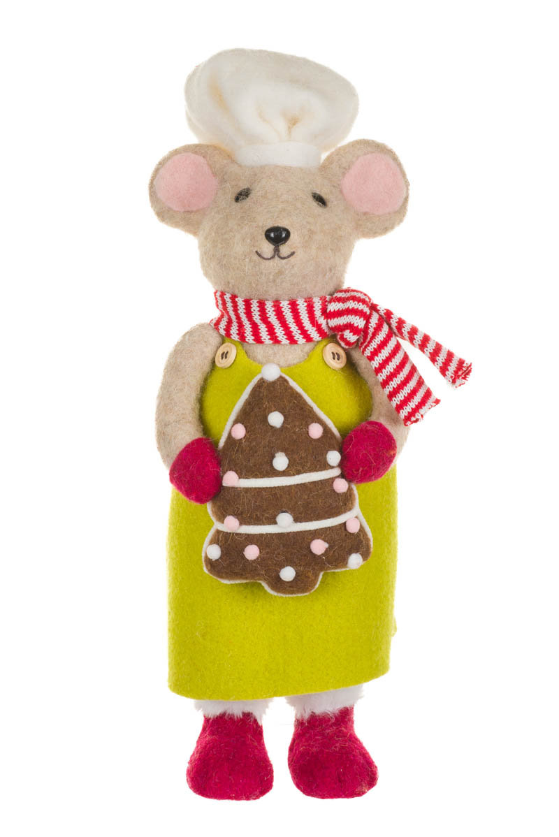 The Holiday Aisle® Fleece Baker Mouse Figurine | Wayfair