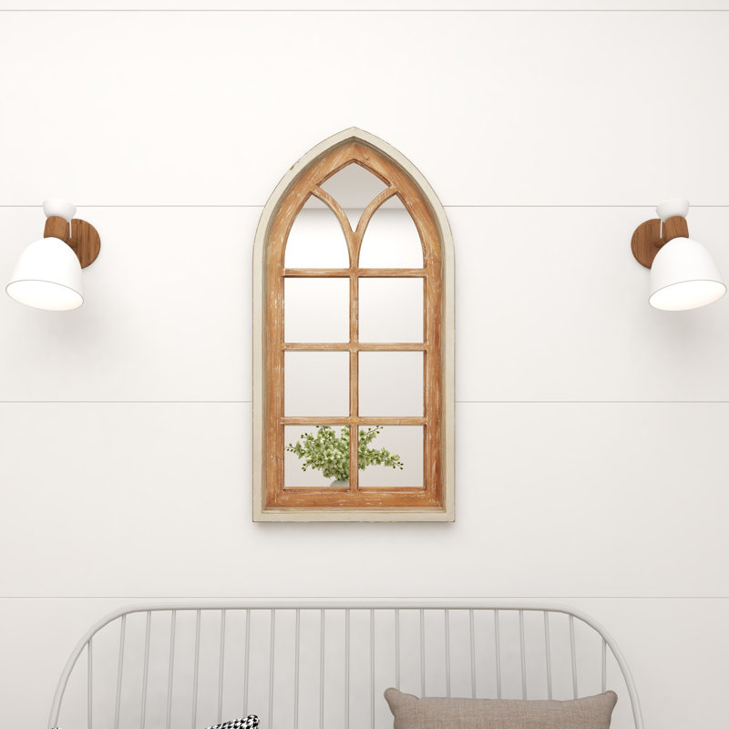 Ophelia & Co. Kandiyohi Wood Arched Distressed Window Pane Brown Wall ...
