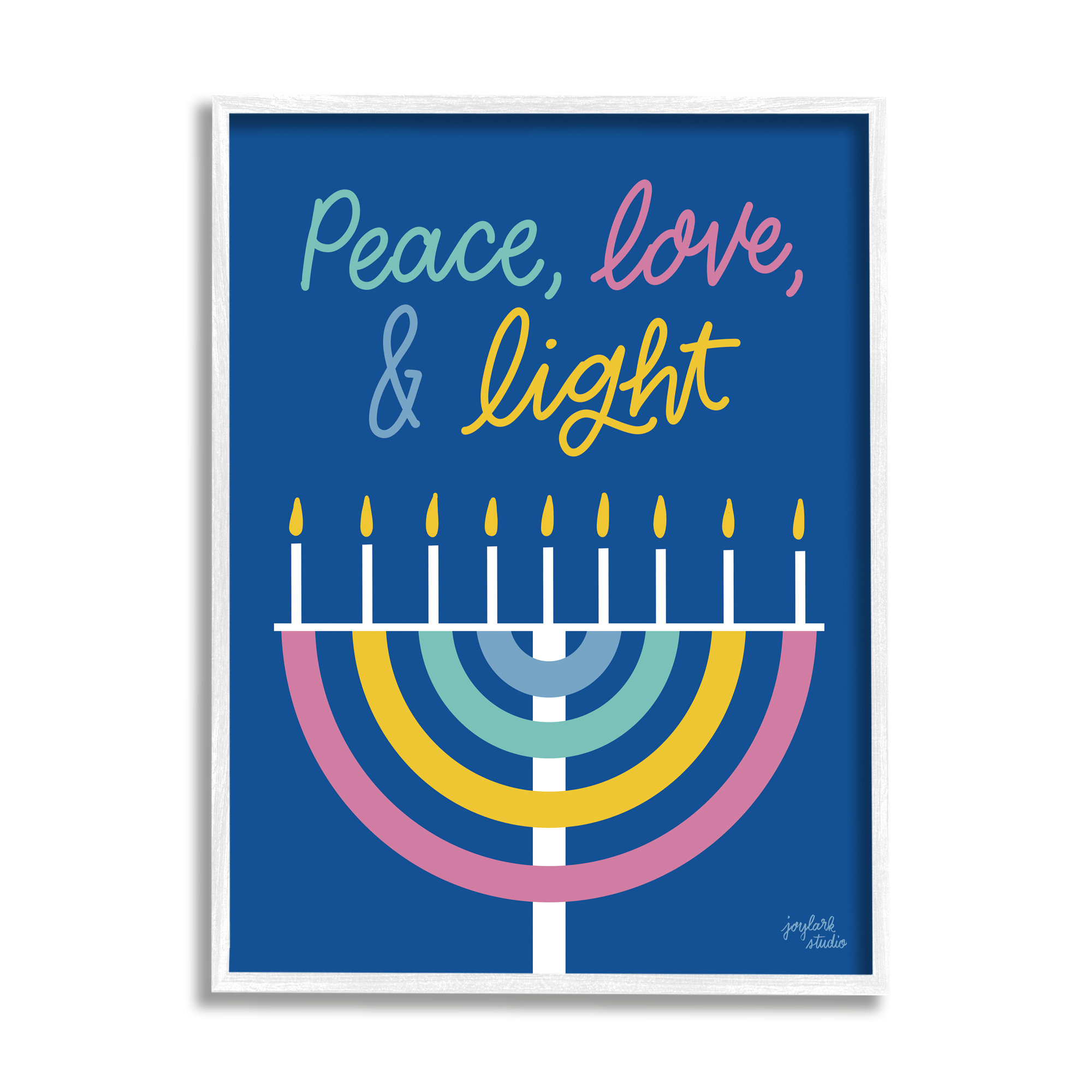 Stupell Industries Peace Love & Light Casual Holiday Hanukkah Menorah ...