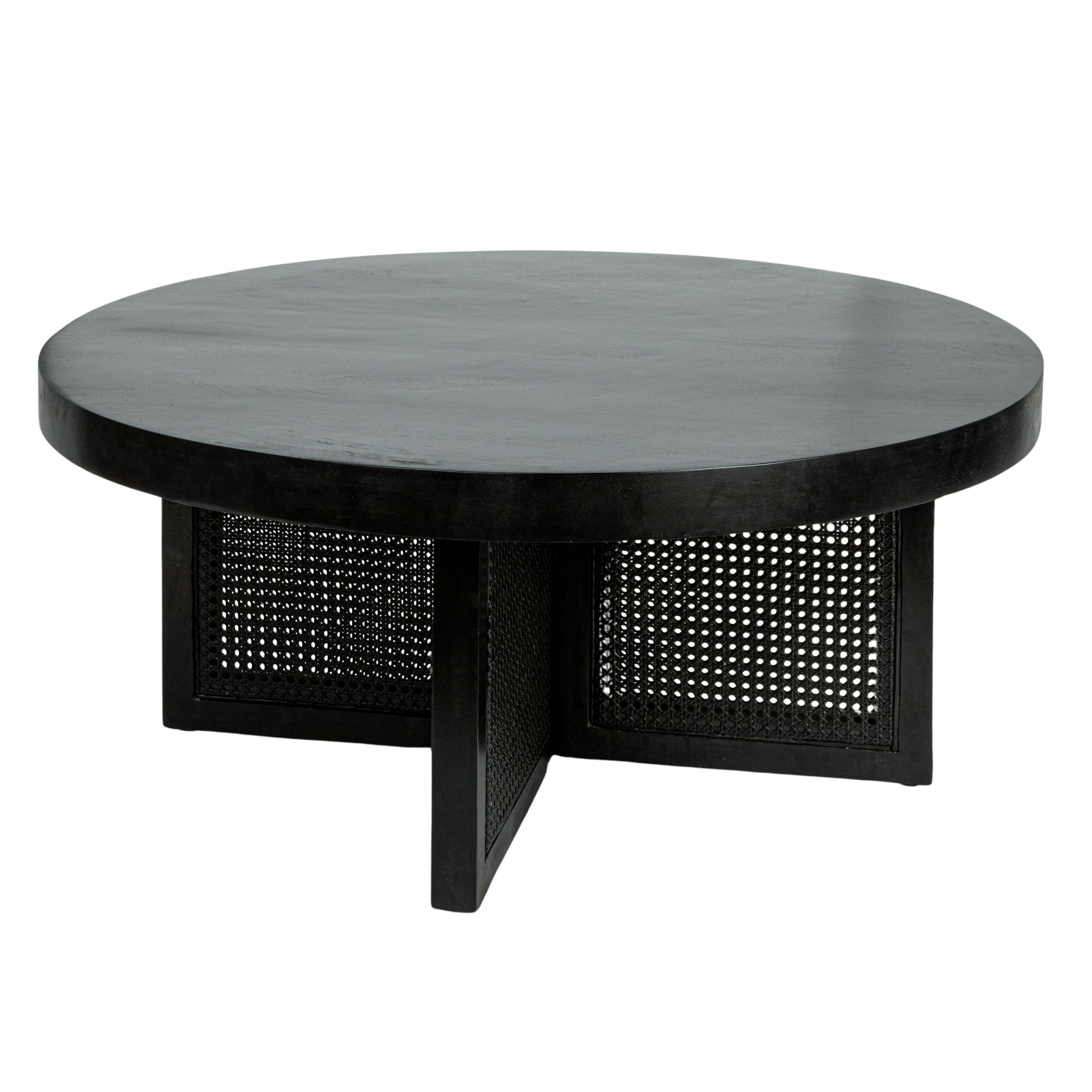 Rowena Interiors Mango Wood & Cane Round Coffee Table | Perigold