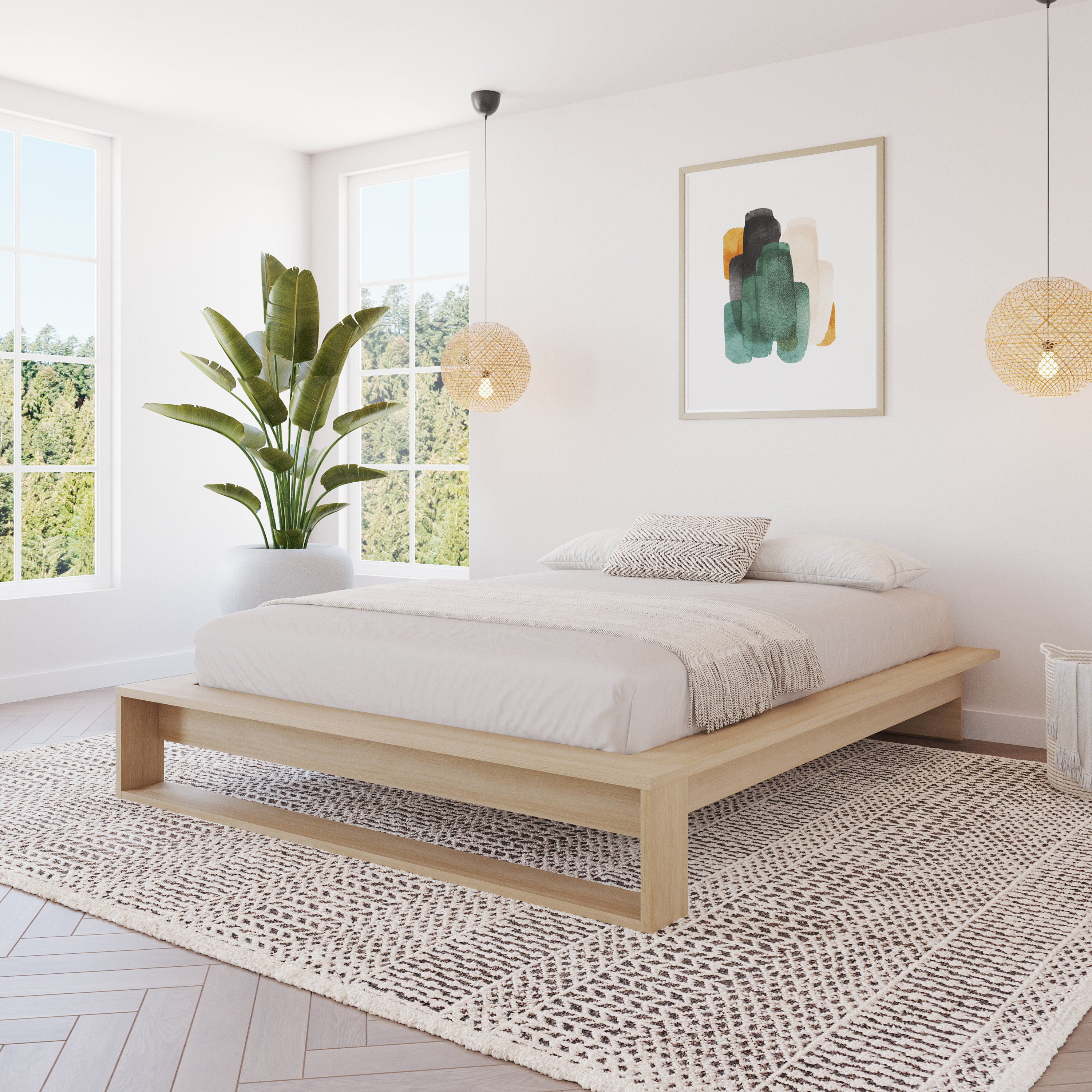 Nexera Lido Queen Size Platform Bed with Slats - Wayfair Canada