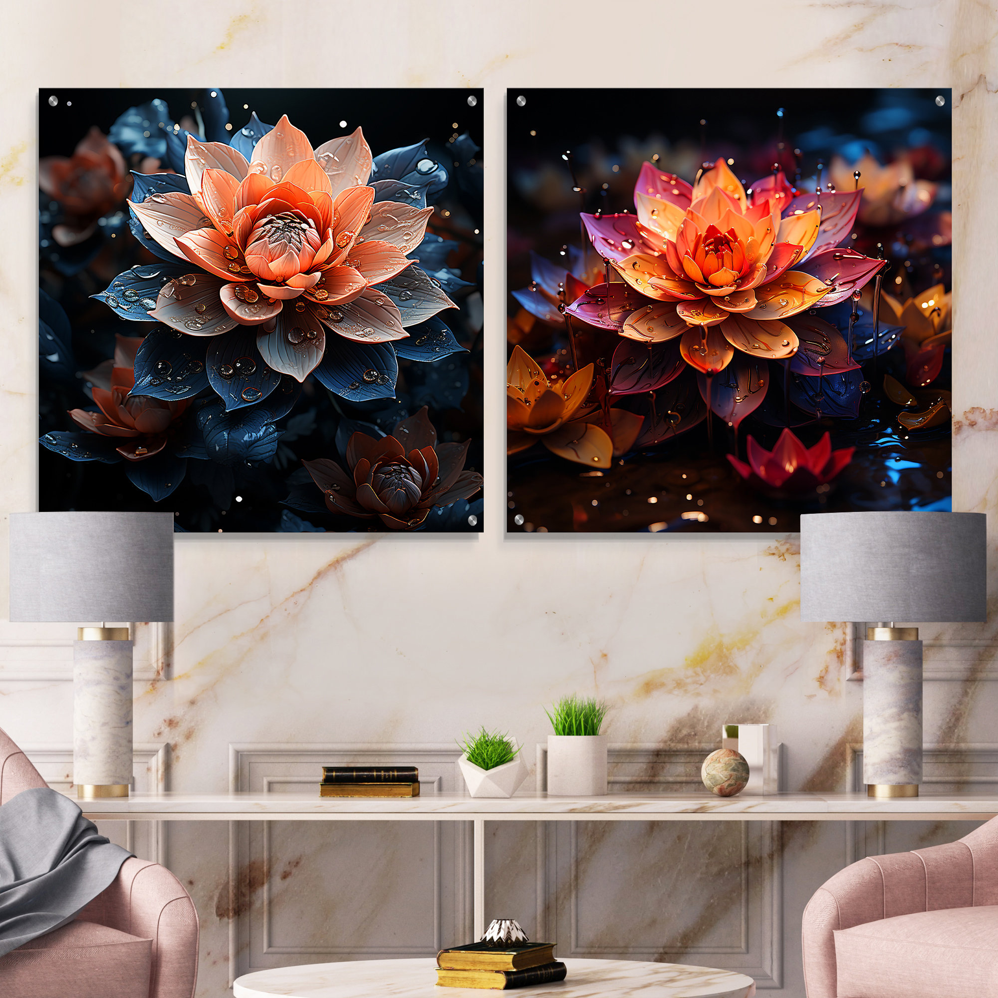 Dakota Fields Lotus Flowers Dance In The Rain - Lotus Acrylic Wall Art ...