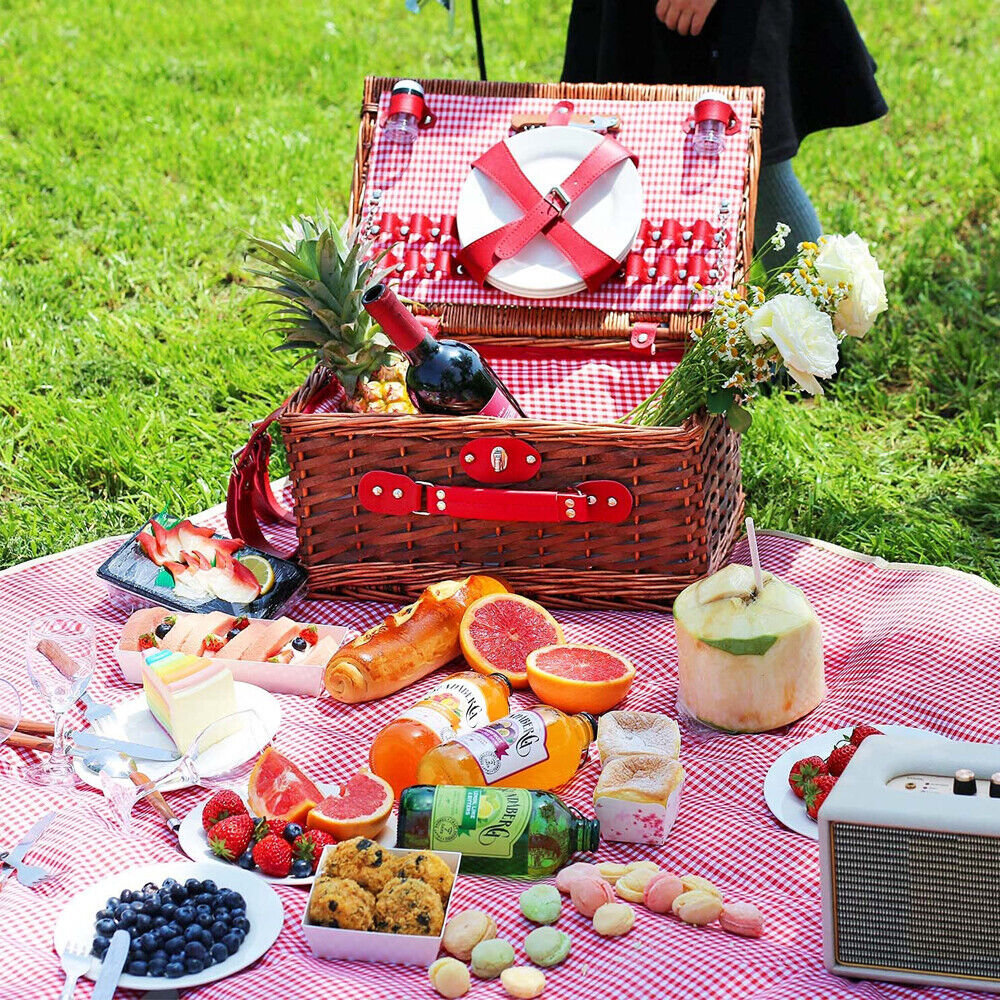 August Grove Picnic Basket Set For 4 Person Outdoor Waterproof Camping ...