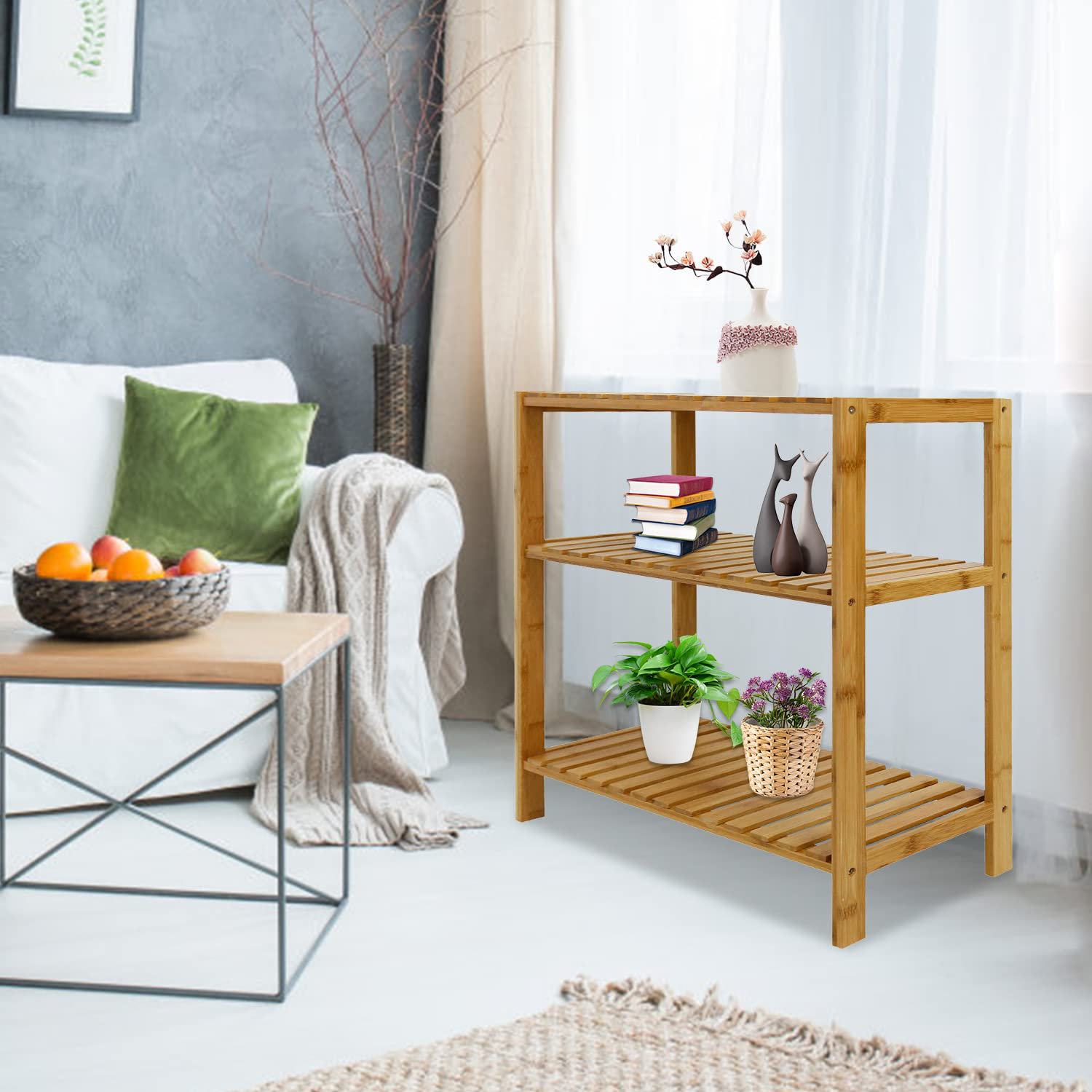 Latitude Run® Bamboo Shoe Rack Bamboo Shelf - Bathroom Rack, Small Shoe ...